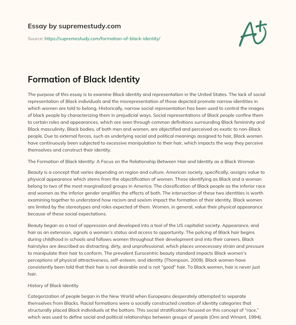 Formation of Black Identity - Free Essay Example - 2230 Words ...
