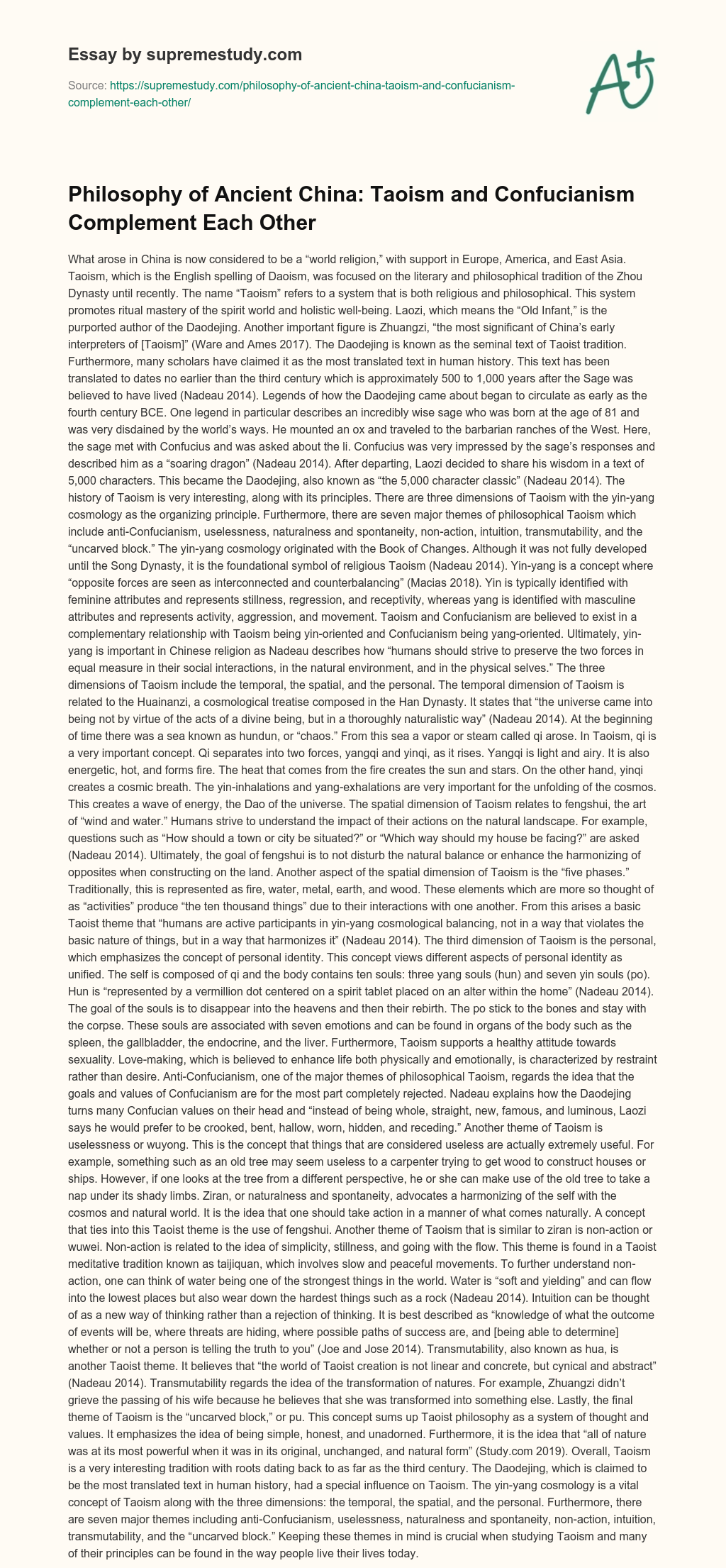 Philosophy of Ancient China: Taoism and Confucianism Complement Each ...