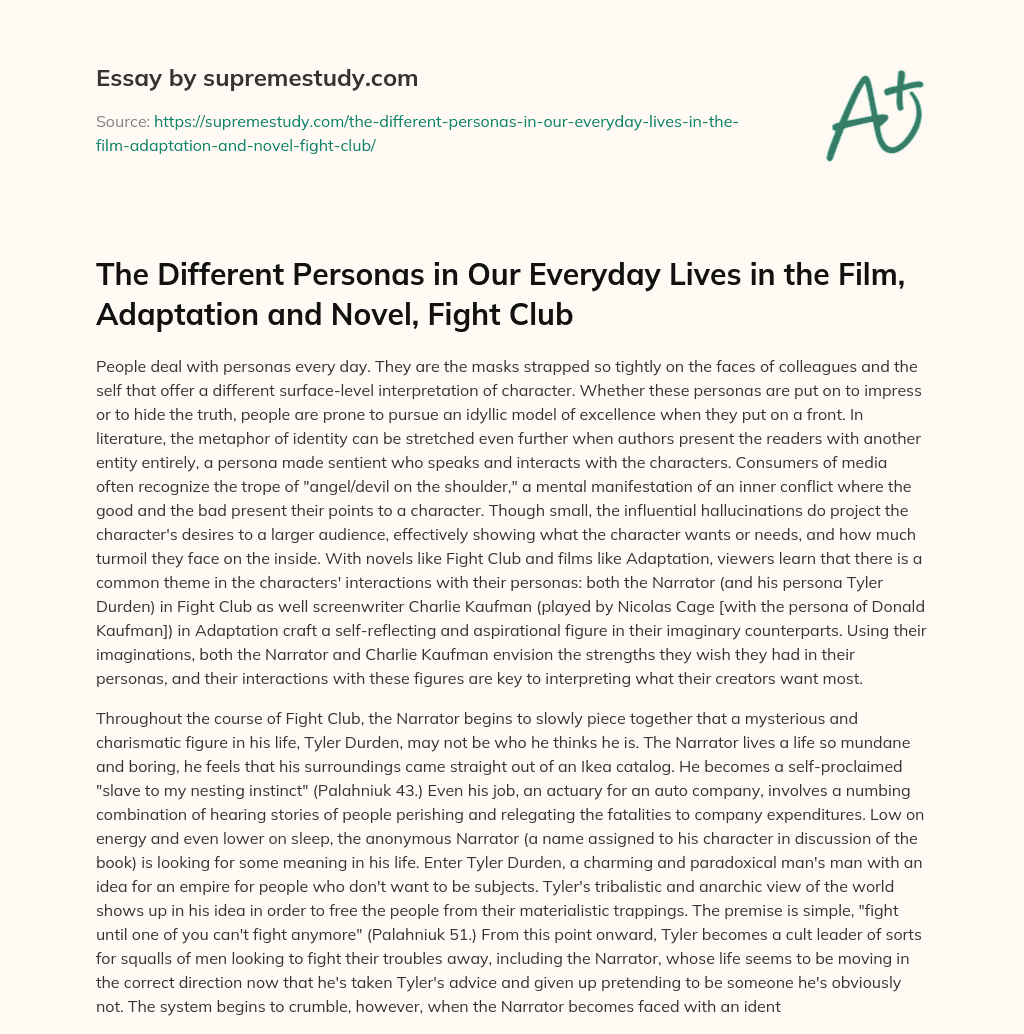 The Different Personas in Our Everyday Lives in the Film, Adaptation ...