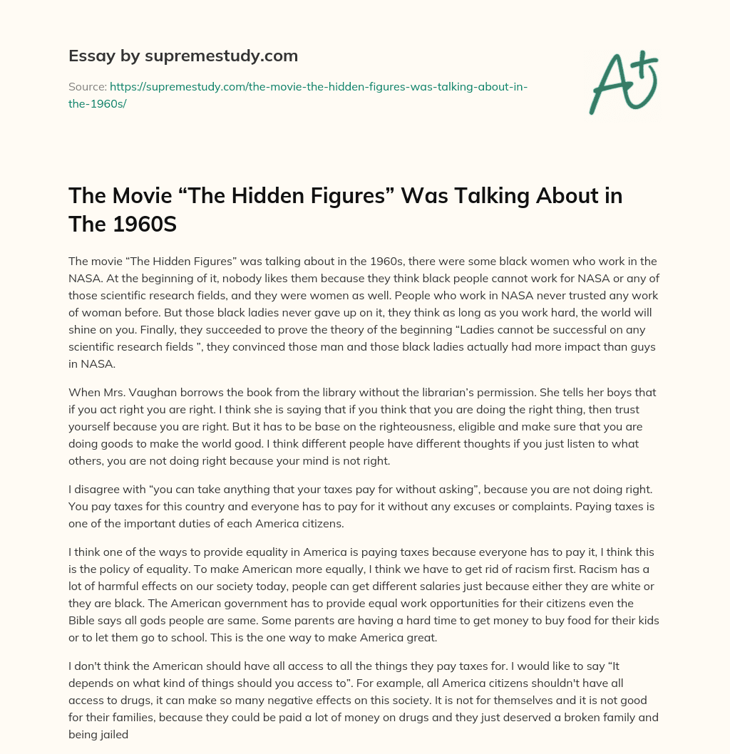 The Movie The Hidden Figures Was Talking About In The 1960S Free The Movie The Hidden Figures Was Talking About In The 1960S Free